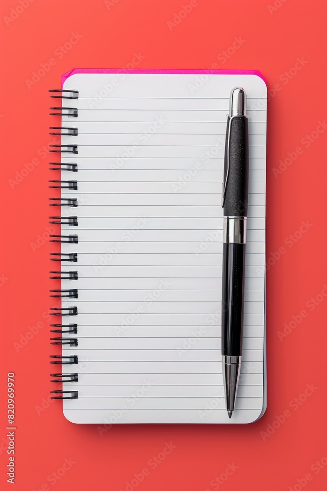 A detailed illustration of a notepad with a pen resting on top ...