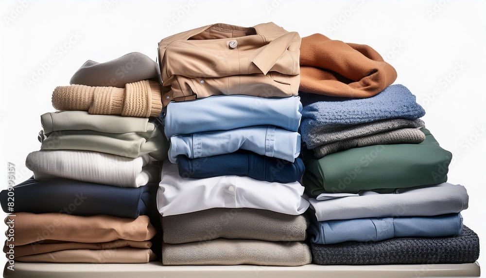 Foto de pila de ropa limpia de diferentes colores apilados aislados ...