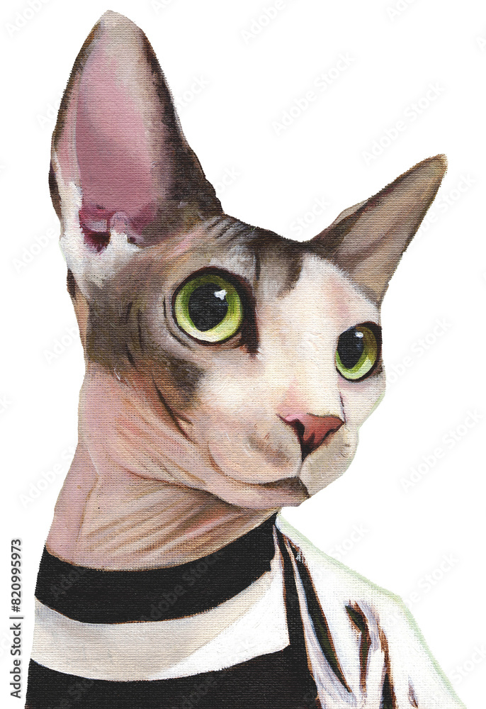 Sphynx cat original painting oil on canvas. Egyptian legendary sphinx ...