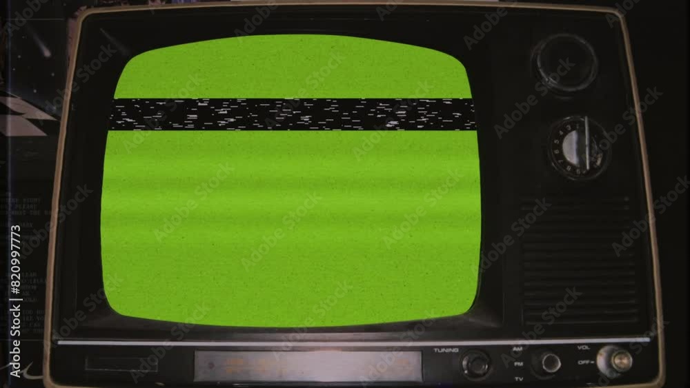 Vidéo Stock Vintage TV Green Screen Old VHS Texture Television Zoom In ...