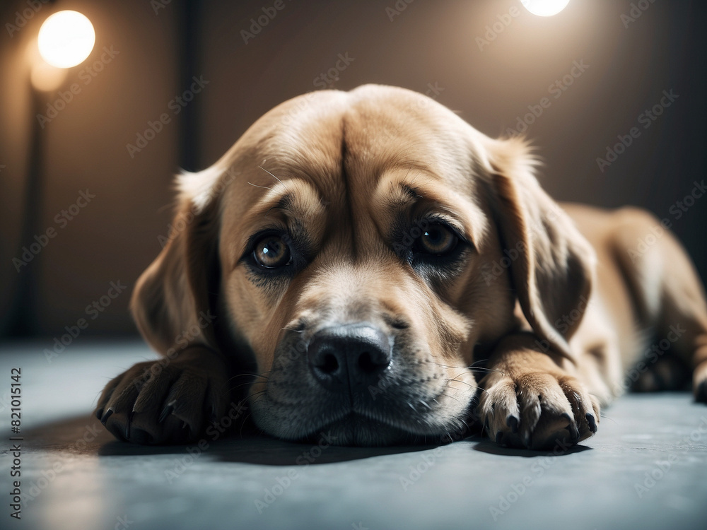 Studio Photography of a Cute and Sad Dog Reflecting the Emotions of Its ...
