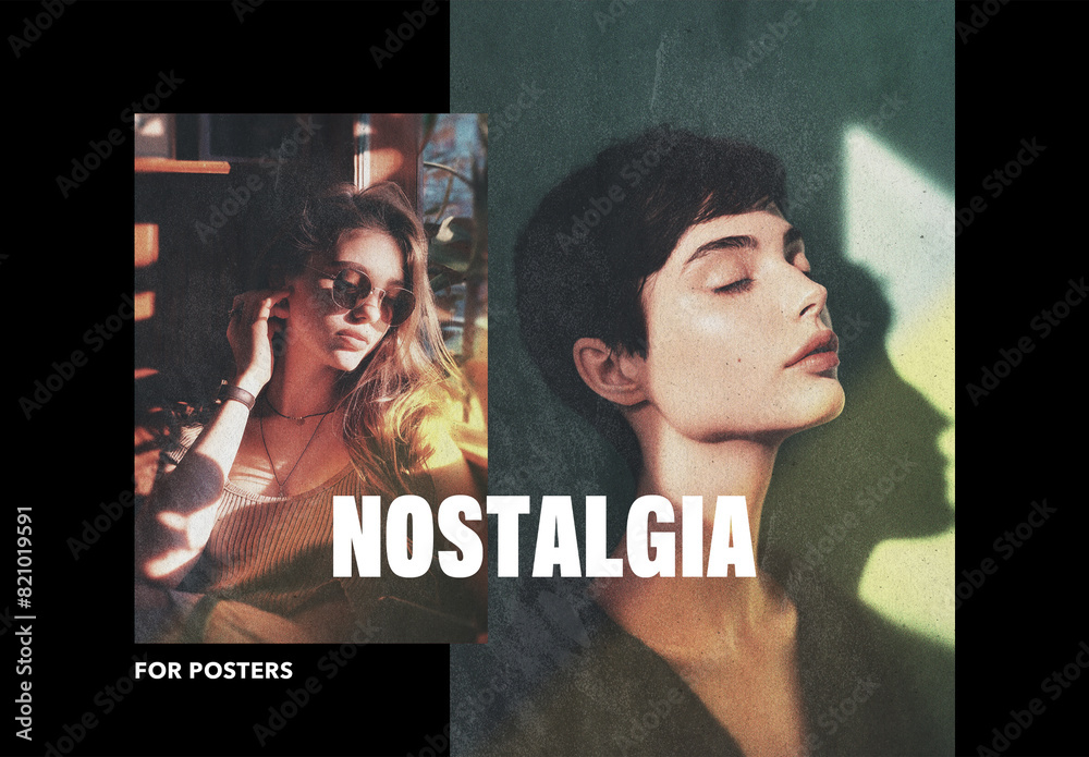 Nostalgia Poster Photo Effect Mockup Stock Template | Adobe Stock