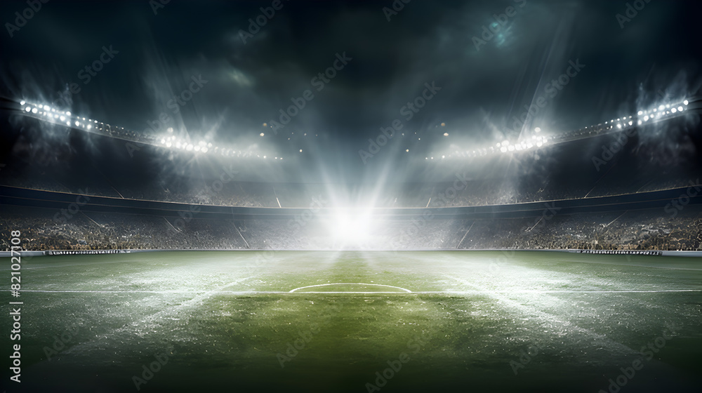 Stadium lights against dark night sky background Soccer match lights ...