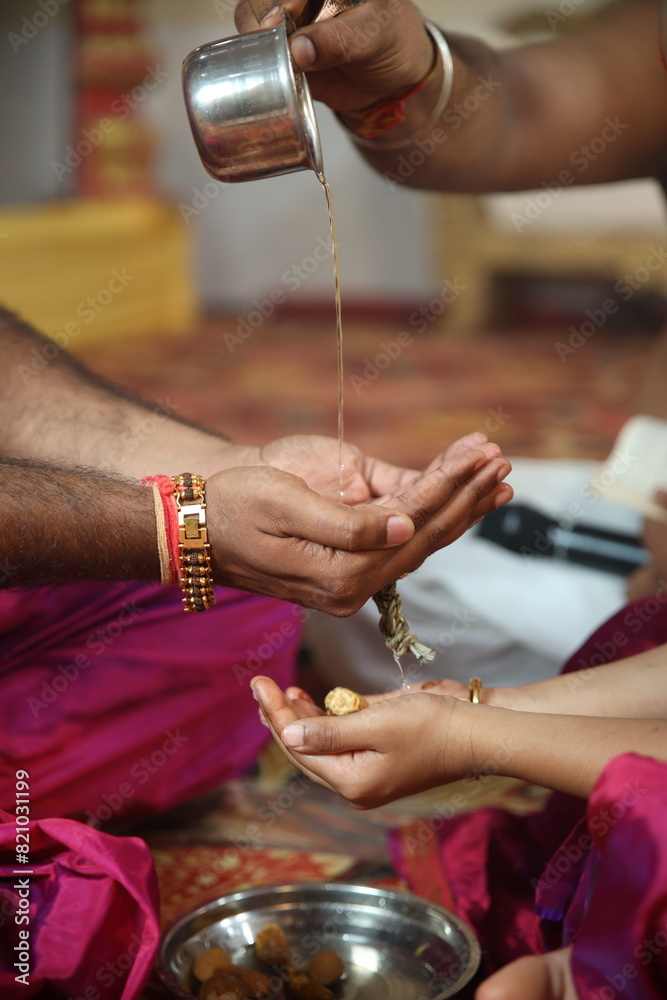 Indian threading ceremony, Traditional Hindu cultural function, where a ...