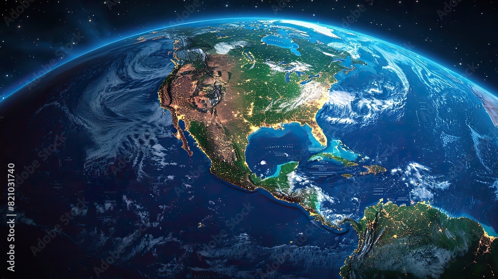 physical map of north america with high resolution details flattened ...