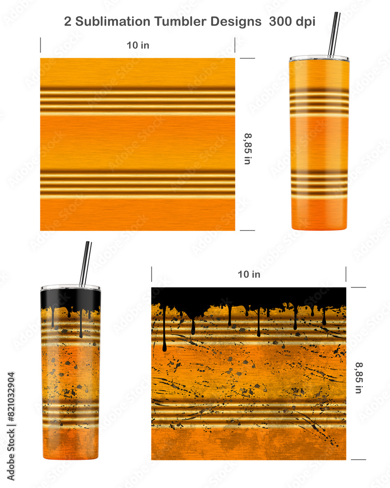2 orange Oil Drum patterns. Clean and Dirty style.. Seamless ...