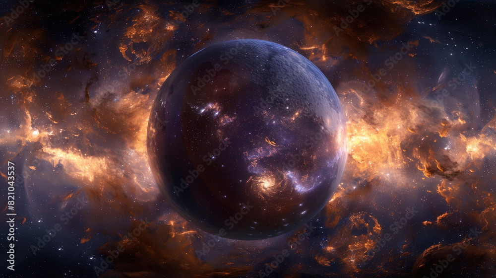 360 degree space background with nebula and stars, equirectangular ...