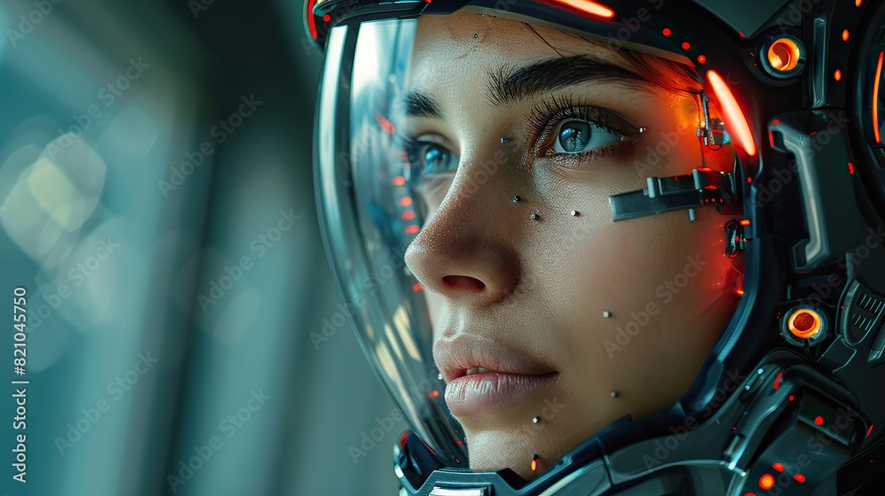 robot woman female cyborg portrait humanoid cyber machine controlled by ...