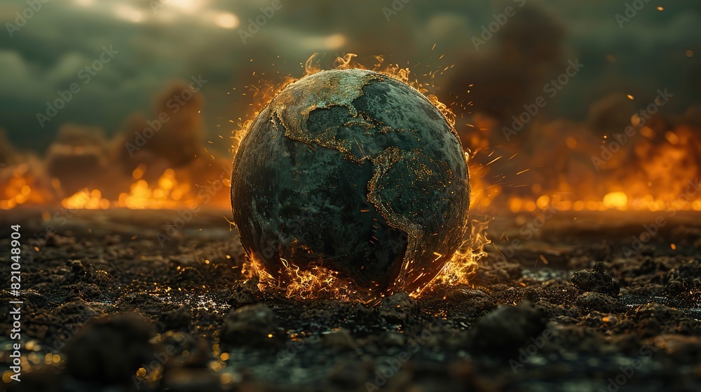 Global warming's devastation is epitomized by the collapsing, fire ...