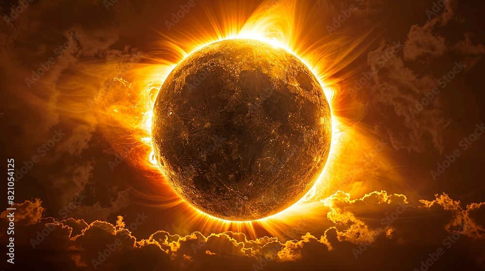 Astronomy Background, Sun in space with intense solar activity ...
