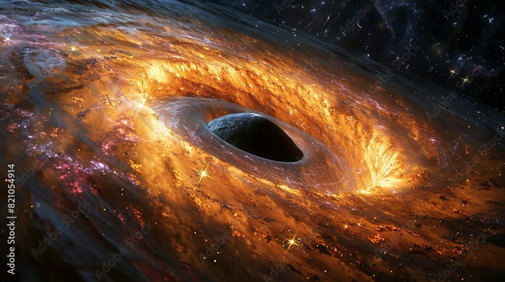 Astronomy Background, Black hole warping space and time around it with ...