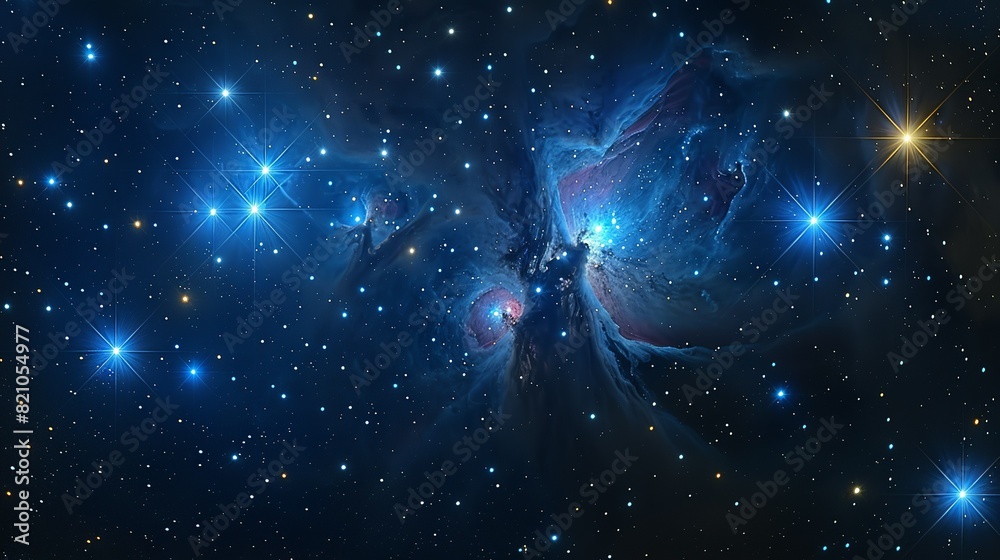 Astronomy Background, Bright star cluster in the constellation Orion ...