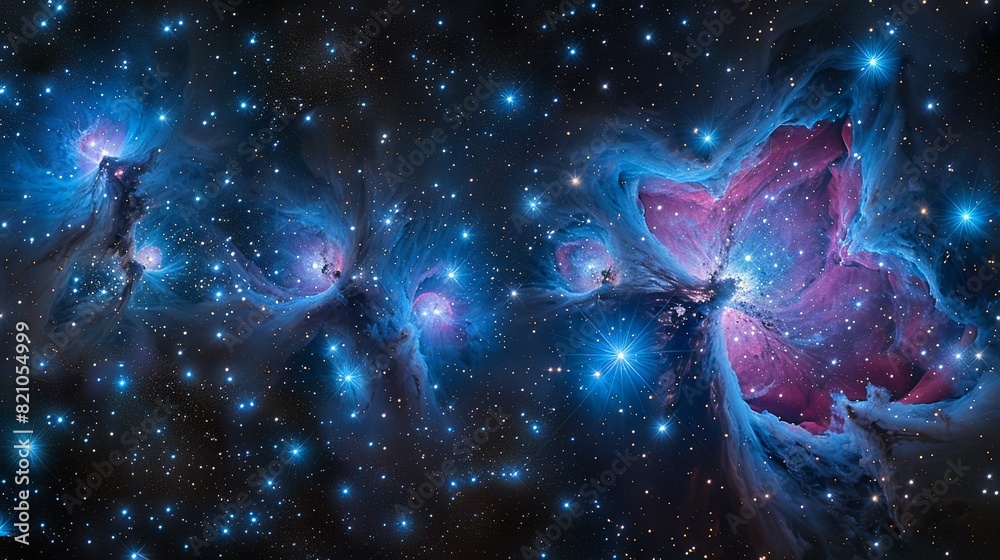 Astronomy Background, Bright star cluster in the constellation Orion ...