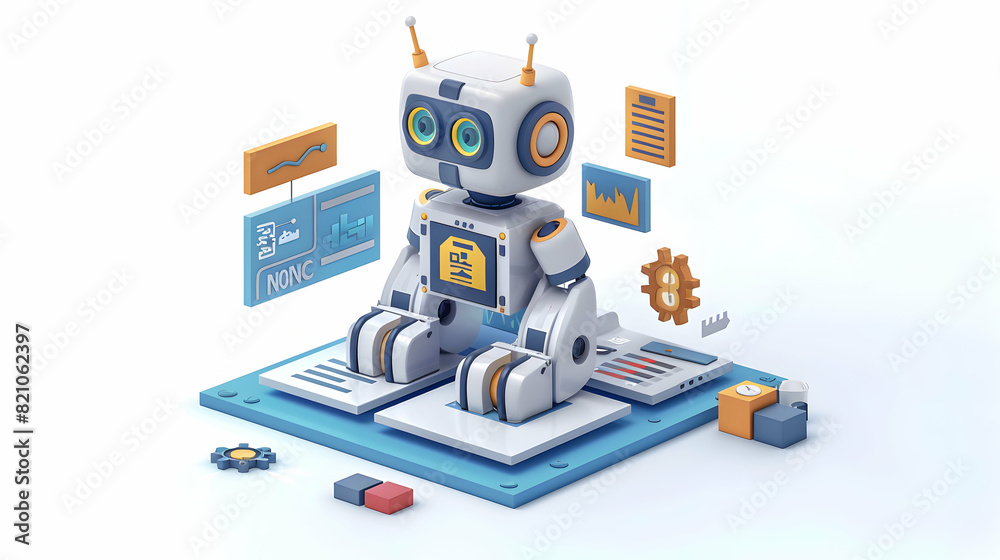 3D Flat Icon: Robotic Process Automation in Finance Innovative Systems ...