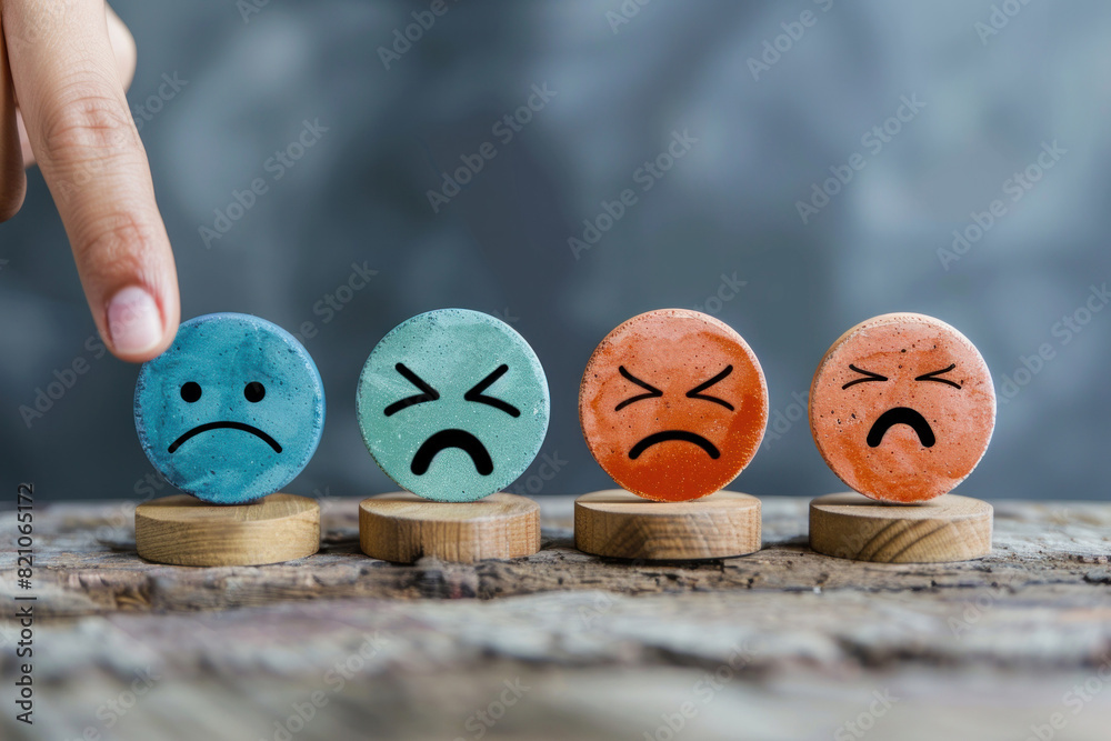 Hands holding blue happy smile face for medical care concept. face ...