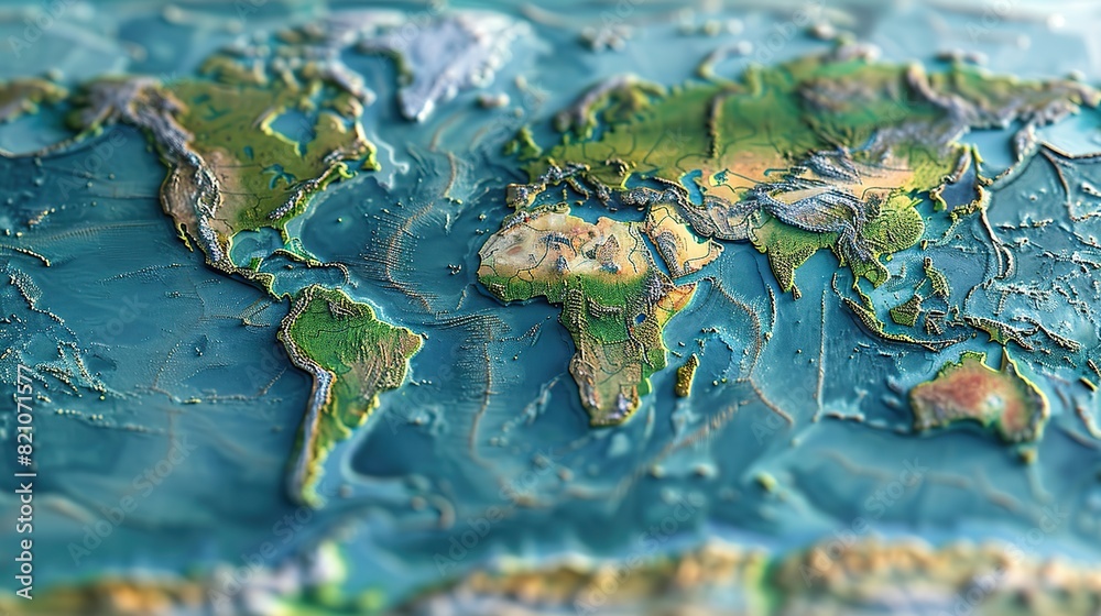 high resolution world map and landforms.stock image Stock Illustration ...