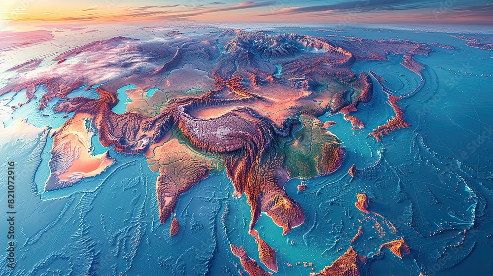 physical east asia map