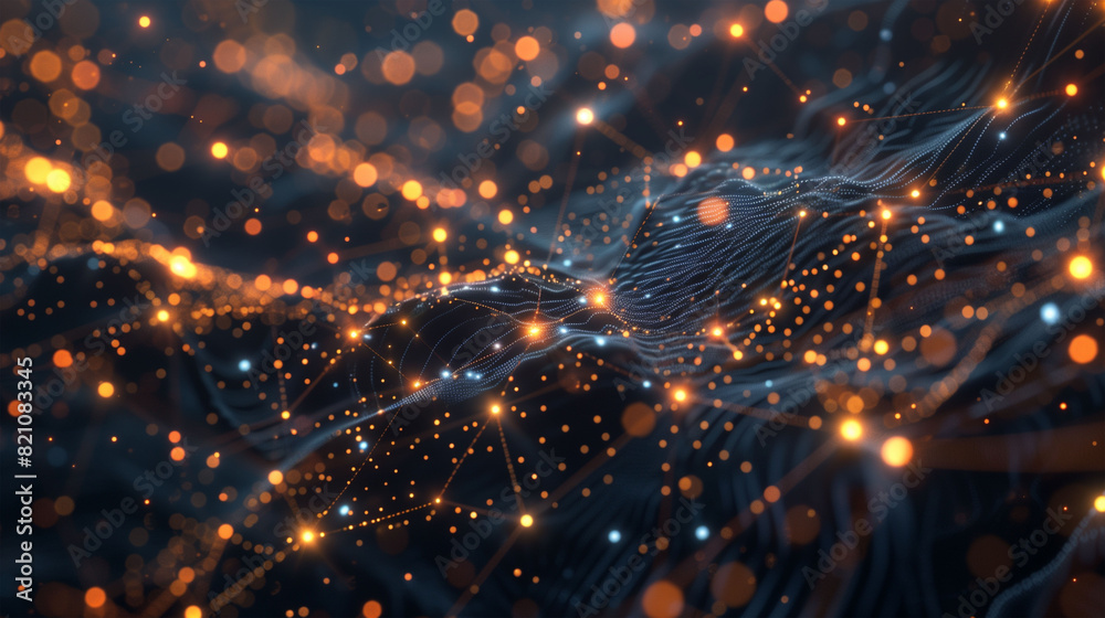 Artificial neural network visualized as a complex web of glowing ... Artificial neural network visualized as a complex web of glowing ...