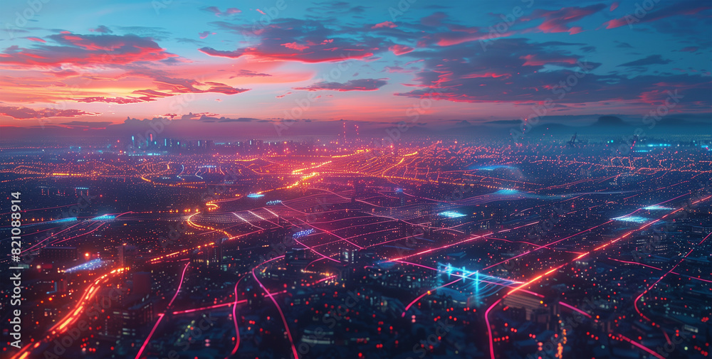 Dynamic depiction of energy flow within an electric grid, visualized as ...