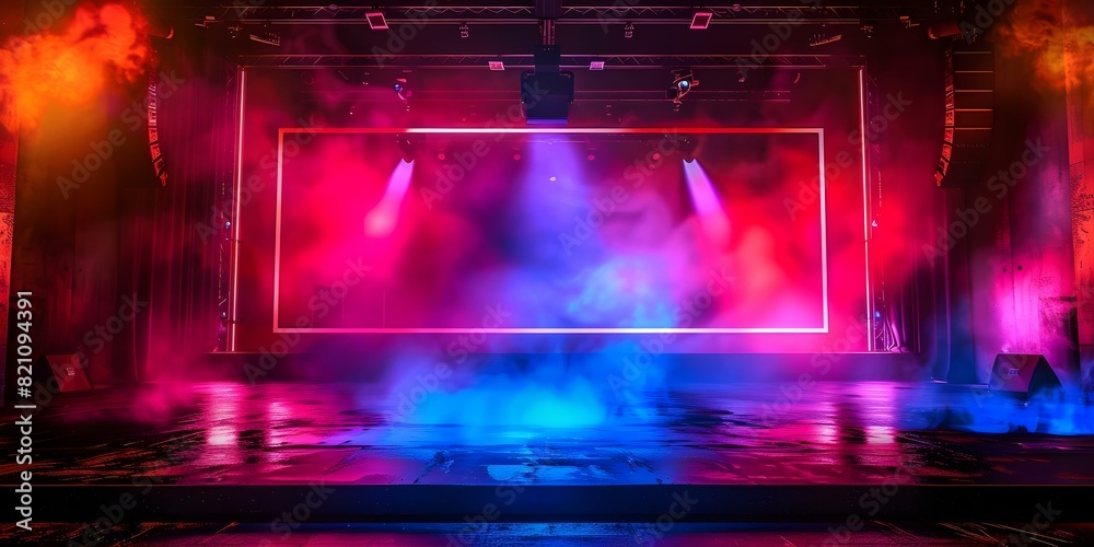 Concert stage exit sign mockup with customizable blank white space ...