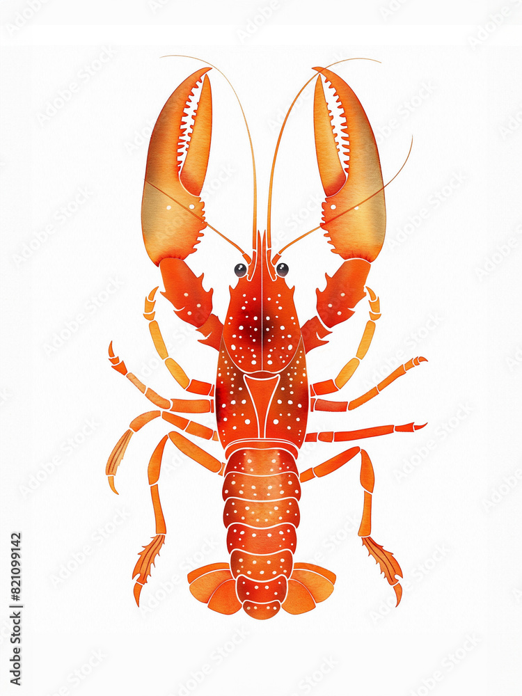 Watercolor seafood illustration of a Red Lobster/Crawfish. Perfect for ...