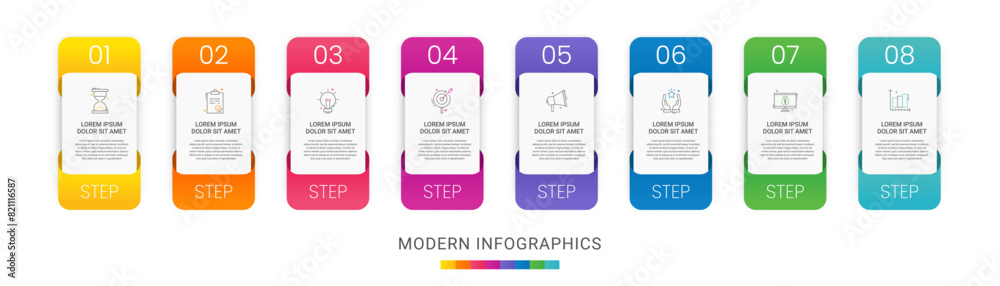 Vector infographics vertical rectangle with eight data templates ...