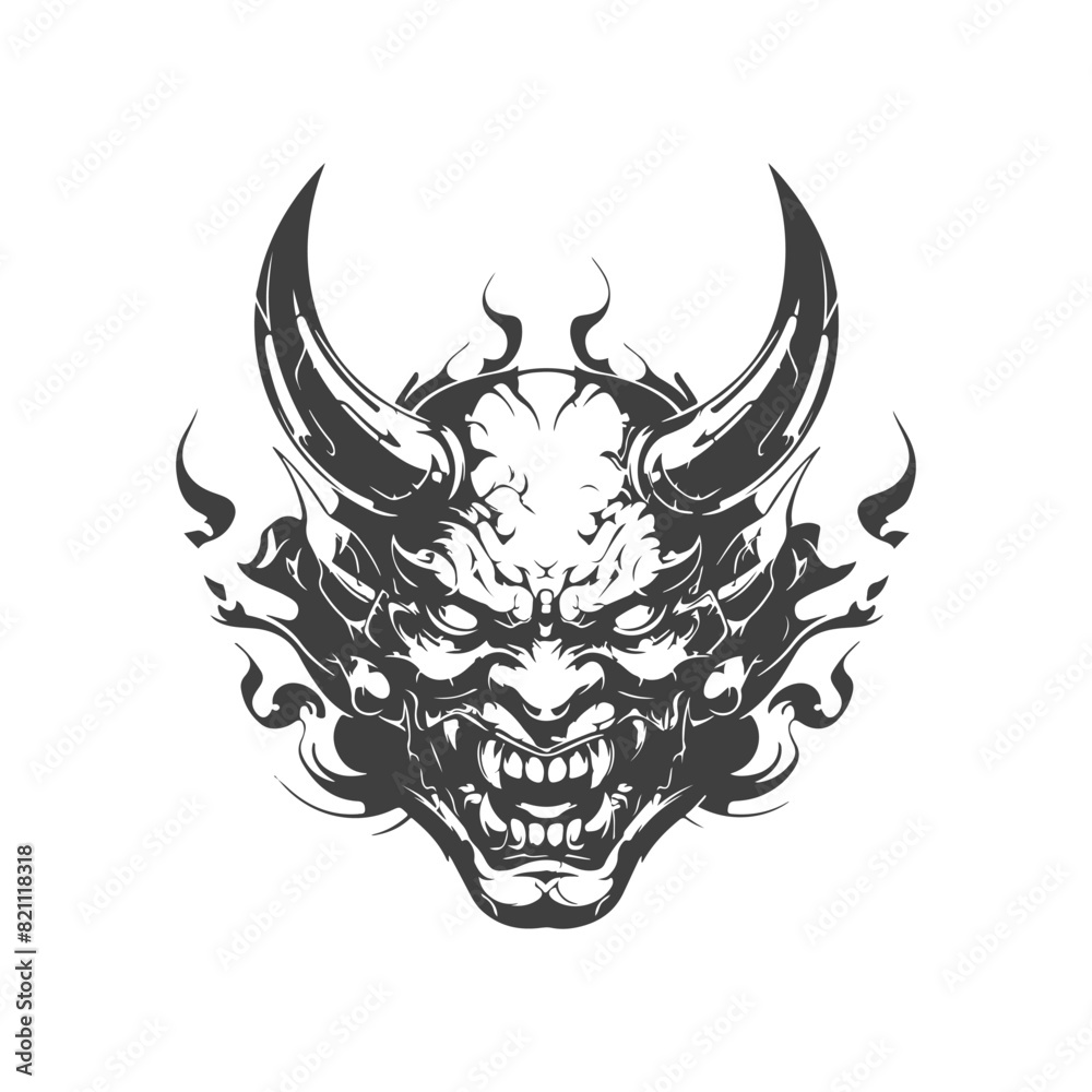 Silhouette demon face icon. Vector illustration design. tattoo and t ...