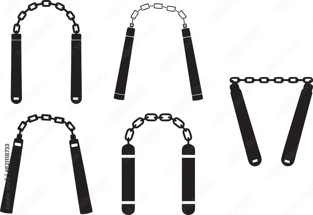 Nunchaku symbols on white background. Poster, banner pr flyer designing ...