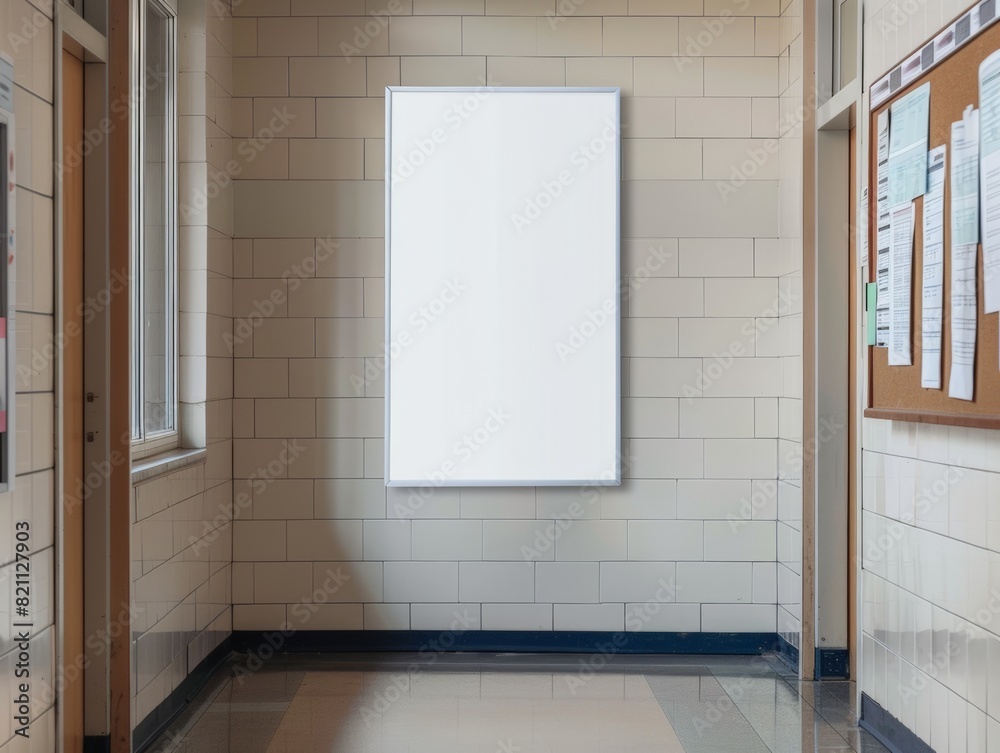 Blank signboard mockup on a school campus bulletin board, display your ...