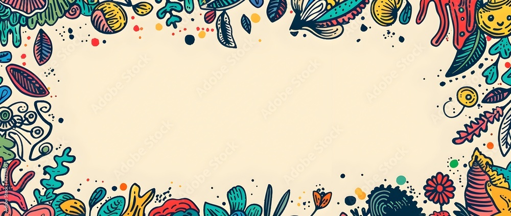 Colorful Doodle Border Design with Blank Space for Business Marketing ...
