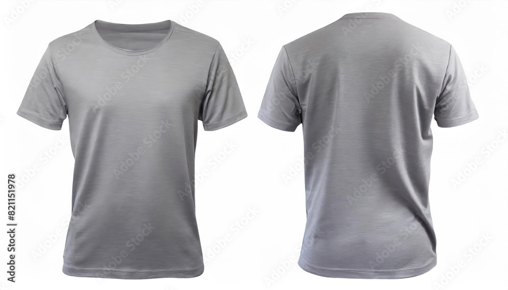 grey t shirt front and back view, isolated on white background. Stock ...