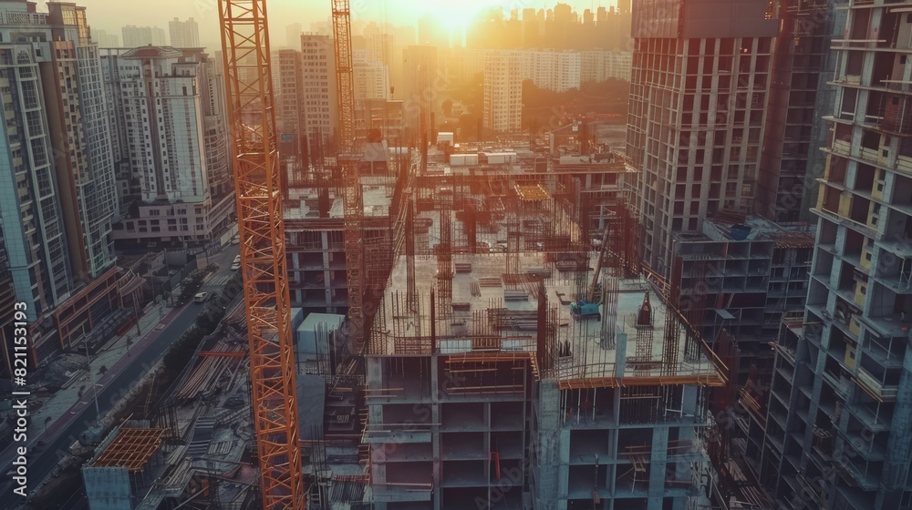 An aerial view of the construction site of an industrial/commercial ...