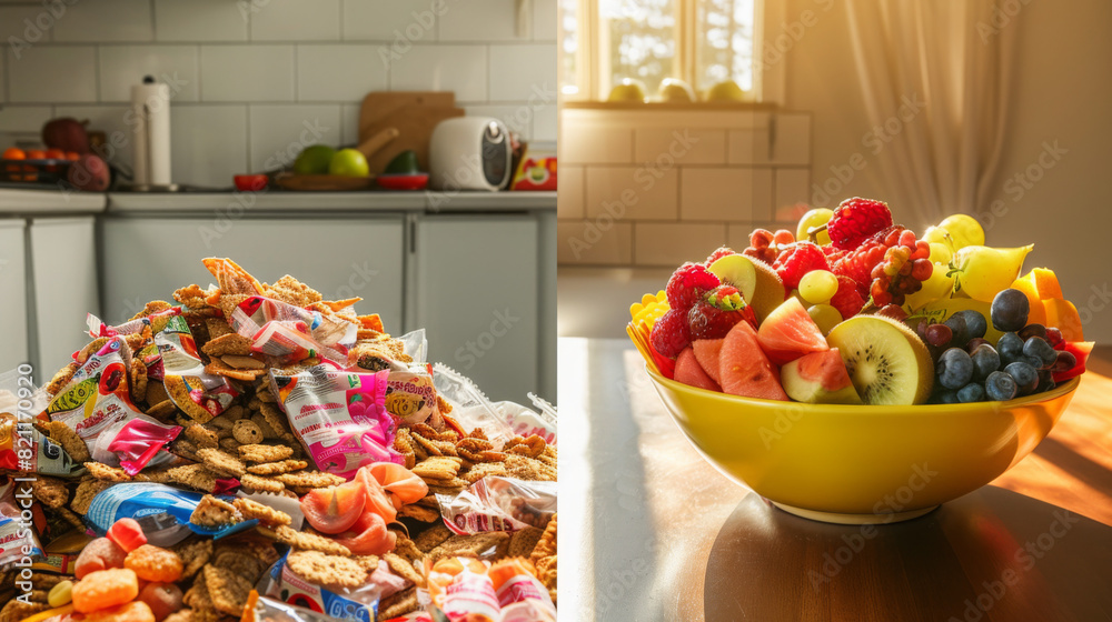 award winning photography, billboard advertisement, Processed Snacks vs ...