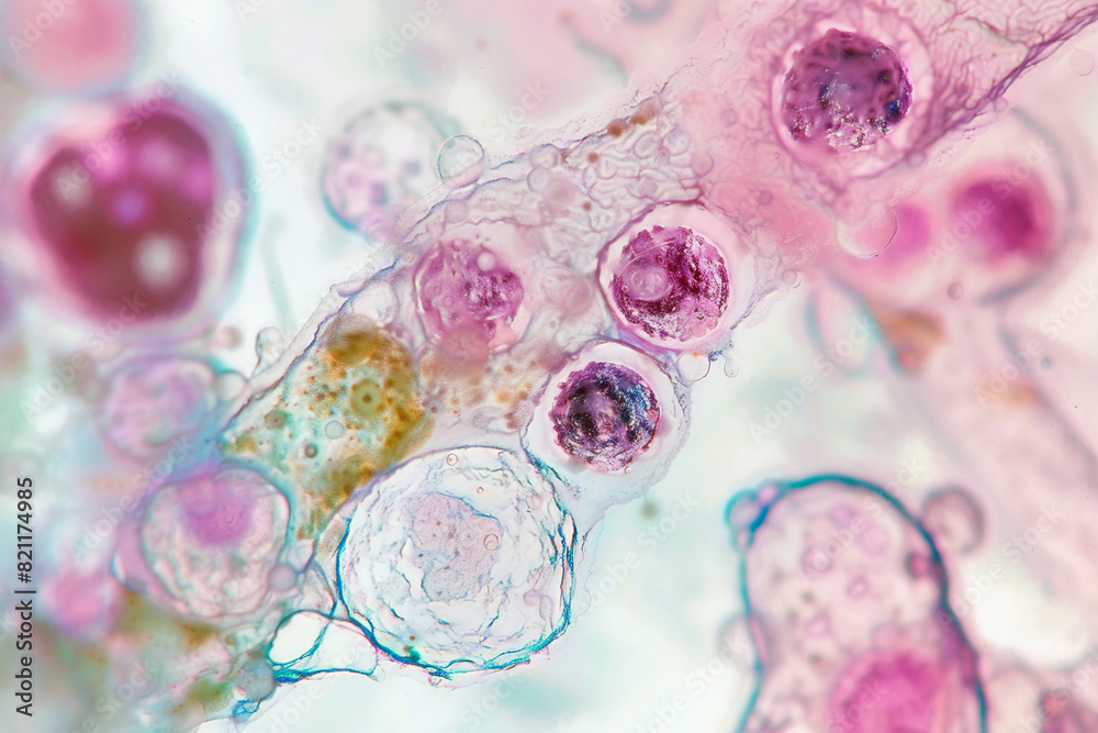 cells under the light microscope view. Science and medical background ...