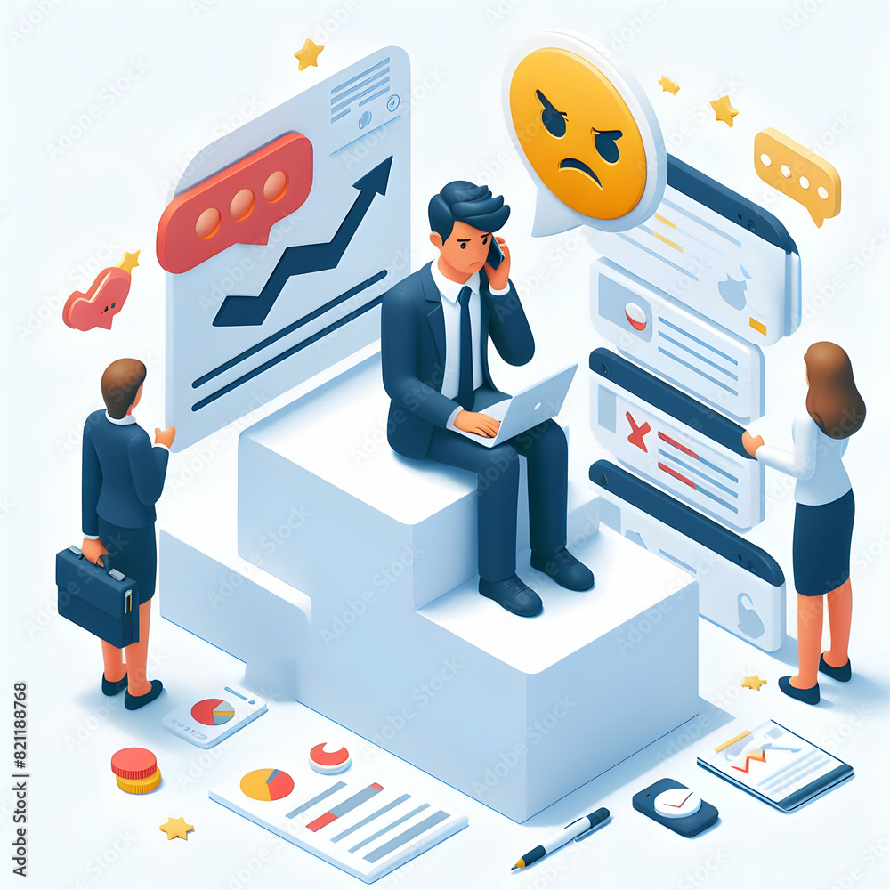 Frantic Business Professional Coping with Escalated Customer Complaint ...