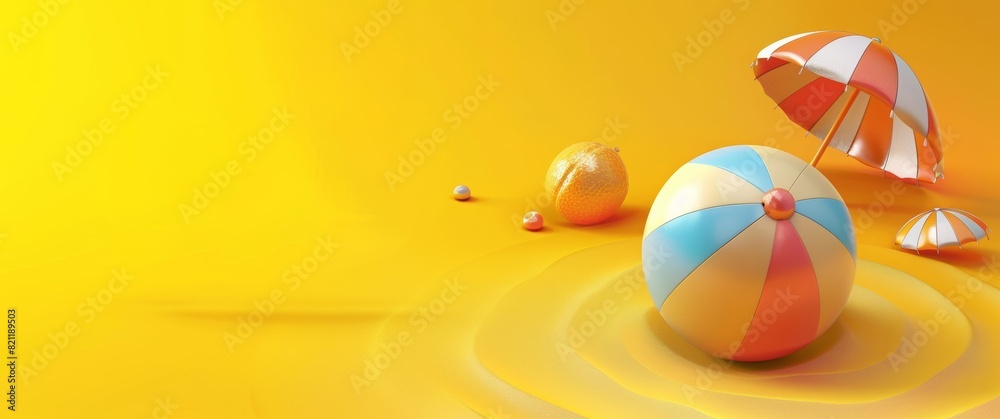 Hello Summer 3d text "Hello Summer" with a beach ball on a yellow ...
