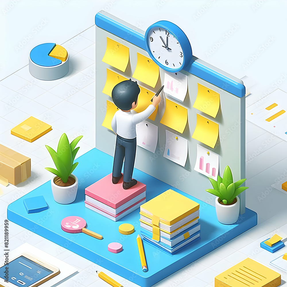 Employee Prioritizing Tasks with Sticky Notes: Time Management ...