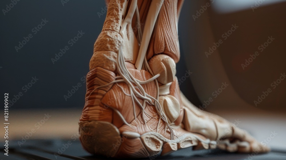 Foot and ankle showing skin texture and tendons. Stock Illustration ...