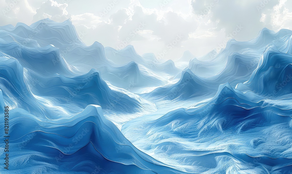 Glacier with deep crevasses flat design side view hidden depths theme ...