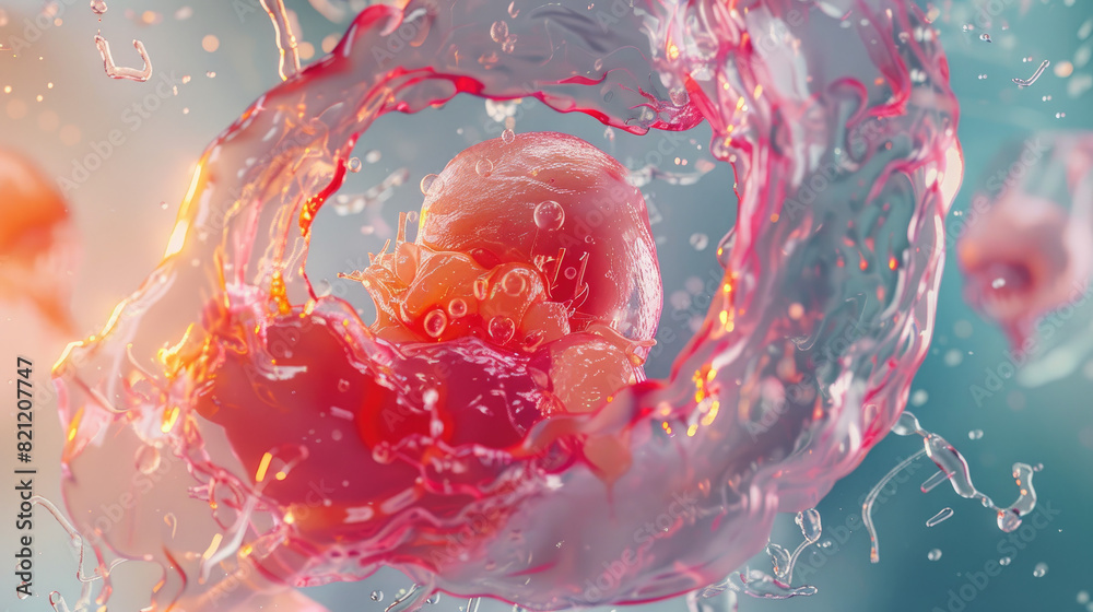 3D illustration depicting a fetal development stage surrounded by an ...