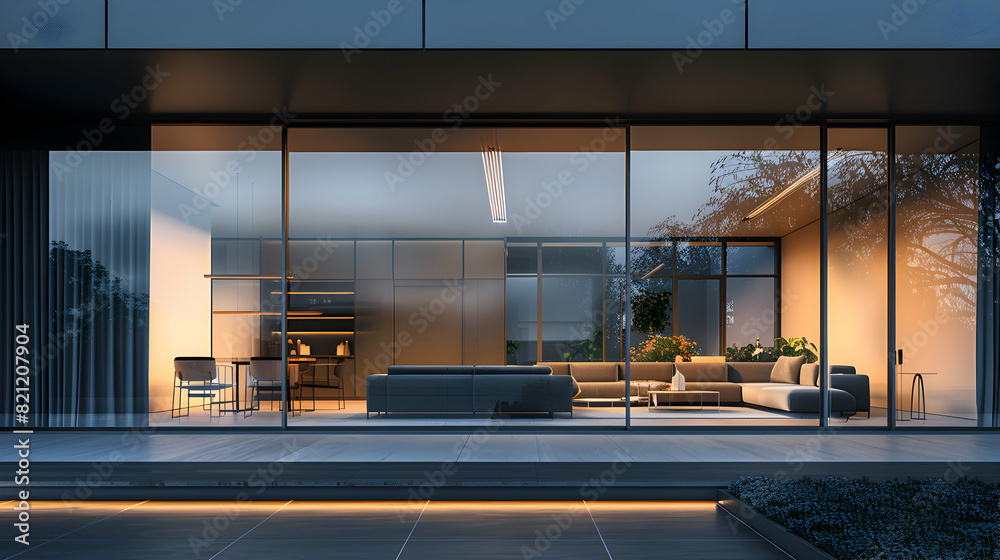 Futuristic Office Room with Smart Windows: Technology Integration ...