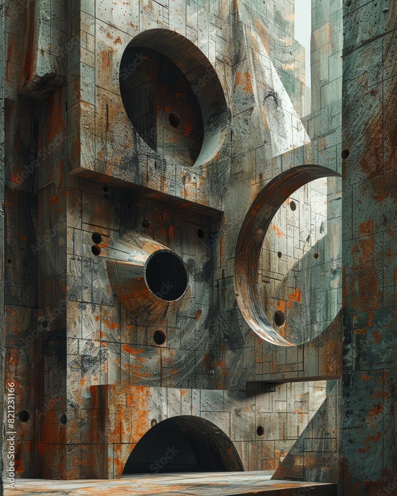 Craft a traditional art piece depicting dystopian visions through ...