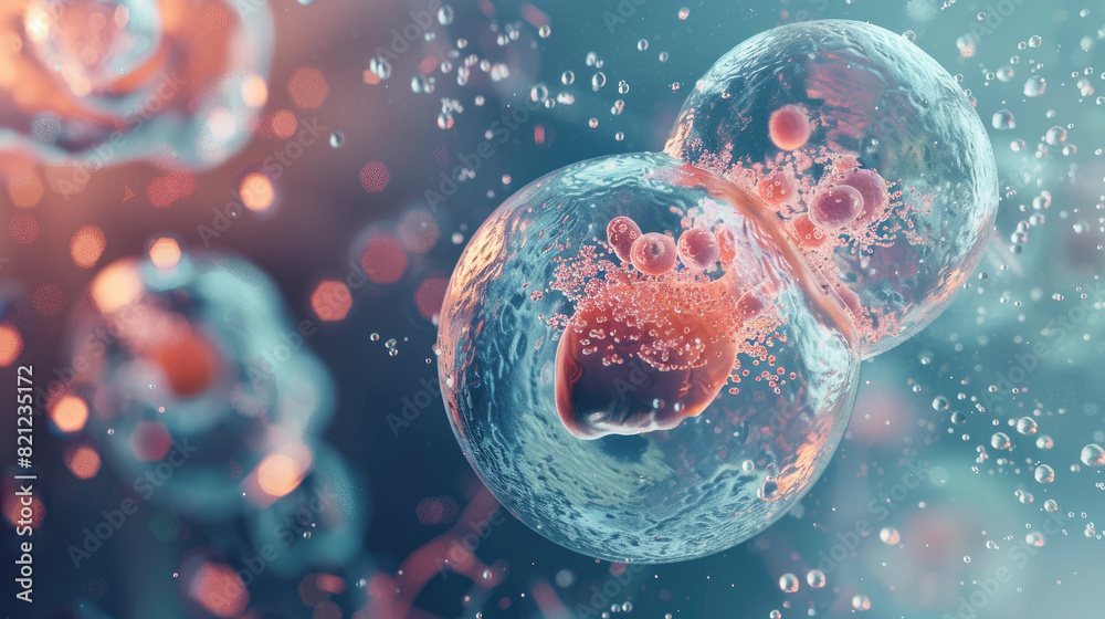 Digital illustration of a human embryo in the early stages of ...