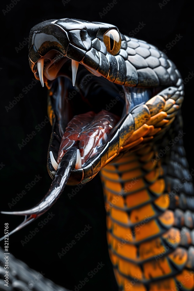 Venomous Snake with Open Mouth and Exposed Fangs Stock Photo | Adobe Stock