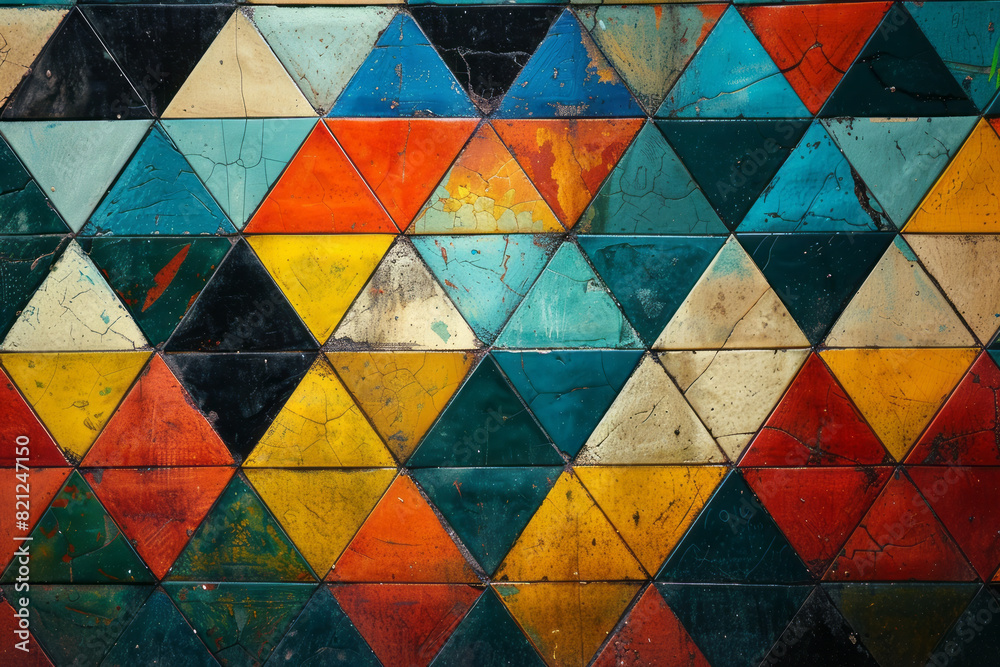 A grid of equilateral triangles in alternating colors, creating a ...