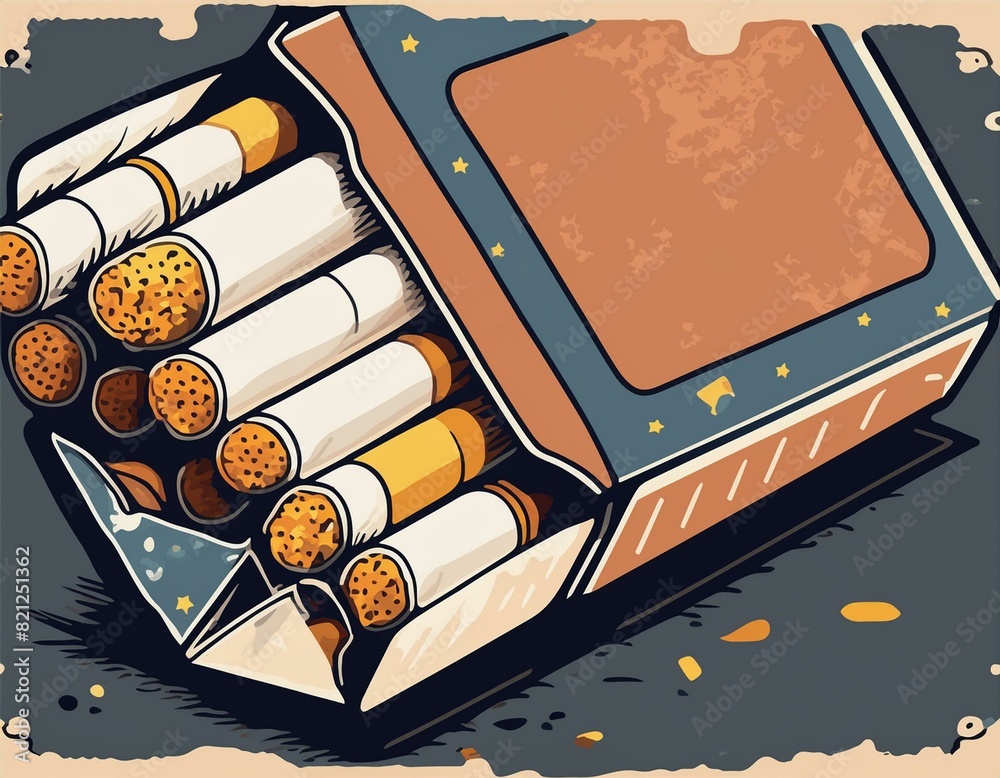 an oil painting of a pack of cigarettes, as a vector, with cigarettes ...