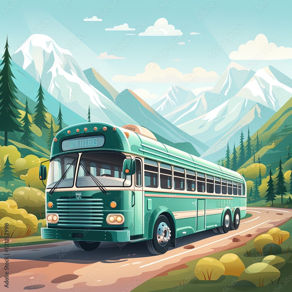 Cartoon busoverlookFlat illustration No background Flat vector ...