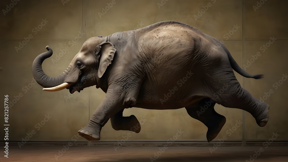 Renaissance sculpture of An elephant gracefully leaping through the air ...