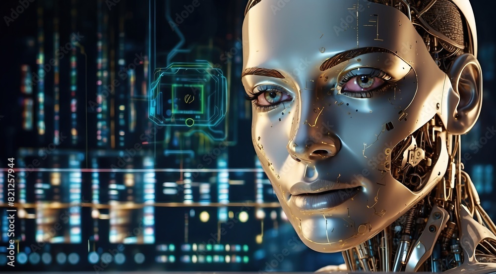 Face of futuristic and Innovative Imagery AI and Automation use of ...
