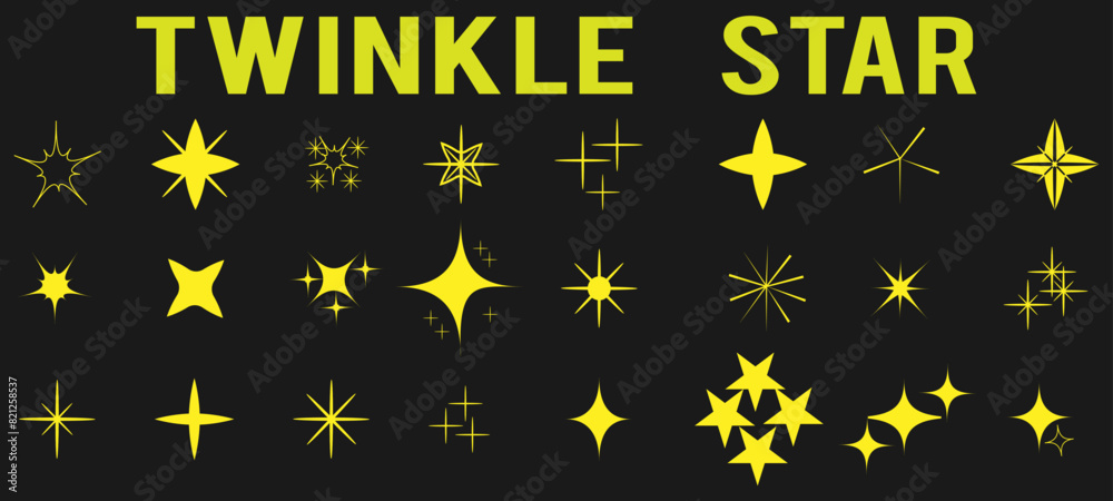 Twinkling stars. Sparkle star icons. Minimalist silhouette stars icon ...